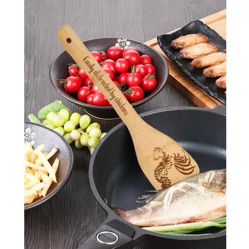 Rooster Wooden Spoons for Cooking, Chicken Kitchen Decor Pioneer Woman Kitchen Accessories, Rooster Decor for Kitchen farmhouse Wedding Mother's Day Decorations - Funny Chicken Gifts