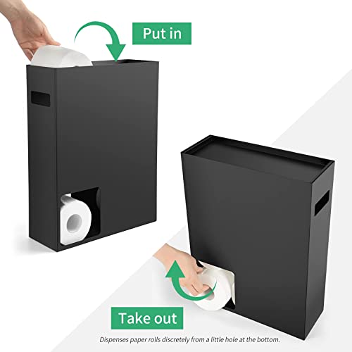 Sikon Toilet Paper Storage Organizer, Toilet Paper Holder Dispenser, 12 Rolls Compatible, Black, THZ-112