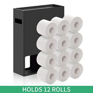 Sikon Toilet Paper Storage Organizer, Toilet Paper Holder Dispenser, 12 Rolls Compatible, Black, THZ-112