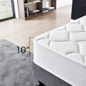 Full Size Mattress - 10 Inch Cool Memory Foam & Spring Hybrid Mattress with Breathable Cover - Comfort Tight Top - Rolled in a Box - Oliver & Smith