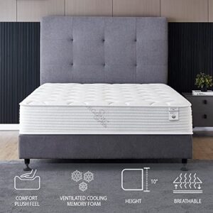 Full Size Mattress - 10 Inch Cool Memory Foam & Spring Hybrid Mattress with Breathable Cover - Comfort Tight Top - Rolled in a Box - Oliver & Smith