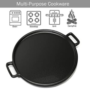 Home-Complete Cast Iron Pizza Pan-14” Skillet for Cooking, Baking, Grilling-Durable, Long Lasting, Even-Heating and Versatile Kitchen Cookware