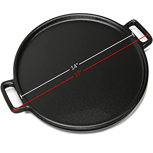 Home-Complete Cast Iron Pizza Pan-14” Skillet for Cooking, Baking, Grilling-Durable, Long Lasting, Even-Heating and Versatile Kitchen Cookware