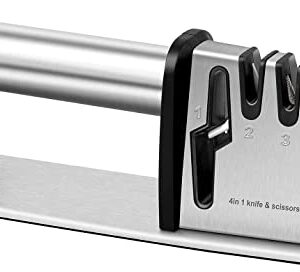 JCHOPE Knife Sharpeners, 4 in 1 Kitchen Blade and Scissors Sharpening Tool, Powerful Professional Chef's Kitchen Knife Accessories, Manual Knife Sharpener