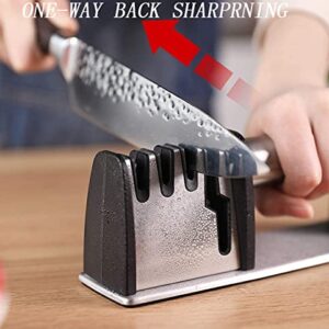 JCHOPE Knife Sharpeners, 4 in 1 Kitchen Blade and Scissors Sharpening Tool, Powerful Professional Chef's Kitchen Knife Accessories, Manual Knife Sharpener