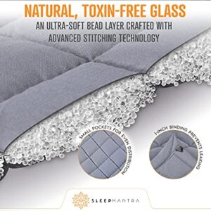 Cooling Weighted Blanket for Adults - (20lb, Queen/Full, 60"x80"), Thick Quilted, Breathable Pre-Washed Microfiber Fabric, Natural Glass Beads for Calming, Restful Sleep, Sleep Mantra (Gray)