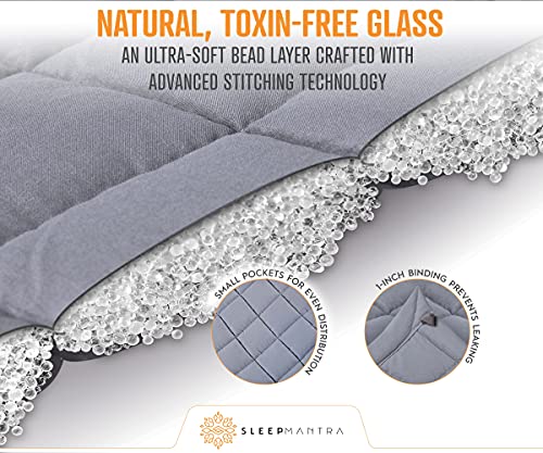 Cooling Weighted Blanket for Adults - (20lb, Queen/Full, 60"x80"), Thick Quilted, Breathable Pre-Washed Microfiber Fabric, Natural Glass Beads for Calming, Restful Sleep, Sleep Mantra (Gray)