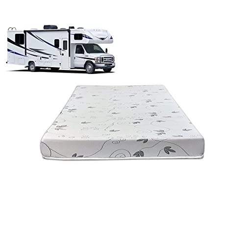 Greaton, 4-Inch High-Density Cooling Gel Memory Foam RV Mattress Replacement, Medium Firm, Good for Trailers, Camper Vans, Sofa Bed and Other Furniture Application, 75" x 28", White.