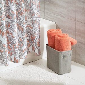 InterDesign Wren Cotton Fabric Bathroom Storage Bin for Magazines, Toilet Paper, Bath Towels - Large, Light Gray