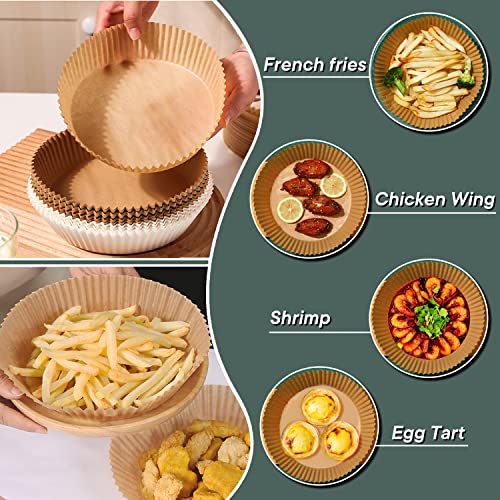 Air Fryer Liners Disposable 100PCS-6.3 inches, Tiktok Must Have for Kitchen, Unbleached Non-Stick Baking Parchment Sheet