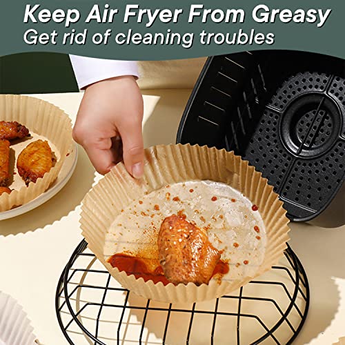 Air Fryer Liners Disposable 100PCS-6.3 inches, Tiktok Must Have for Kitchen, Unbleached Non-Stick Baking Parchment Sheet