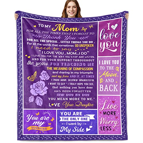 puekrtoa Gifts for Mom from Daughter, Gifts for Mothers Day Mom Gifts from Daughter, Mom Birthday Gifts for Mom, Best Mom Ever Gifts Presents for Mom Throw Blanket 60x50 Inch