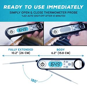 Kizen IP100 Digital Meat Thermometer - Instant Read Waterproof Food Thermometers with Bottle Opener for Kitchen, Outdoor Cooking & Grilling - Red