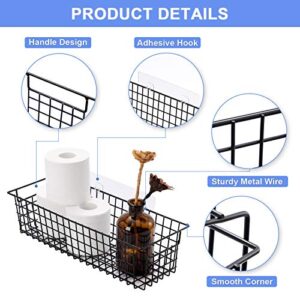 VITVITI Toilet Paper Storage with Handle, Toilet Tissue Holder, Metal Wire Storage Organizer Bins Basket, for Bathroom/Wall Mounted, Set of 2, Black