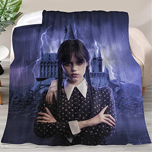 Jonshuas Travel American Supernatural Comedy Horror Wednesday Throw Blanket, Flannel Plush Halloween Blankets and Throws for Better Sleep, Swaddle Air Conditioning Blanket 50"*60"（130 * 150cm）