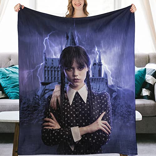 Jonshuas Travel American Supernatural Comedy Horror Wednesday Throw Blanket, Flannel Plush Halloween Blankets and Throws for Better Sleep, Swaddle Air Conditioning Blanket 50"*60"（130 * 150cm）