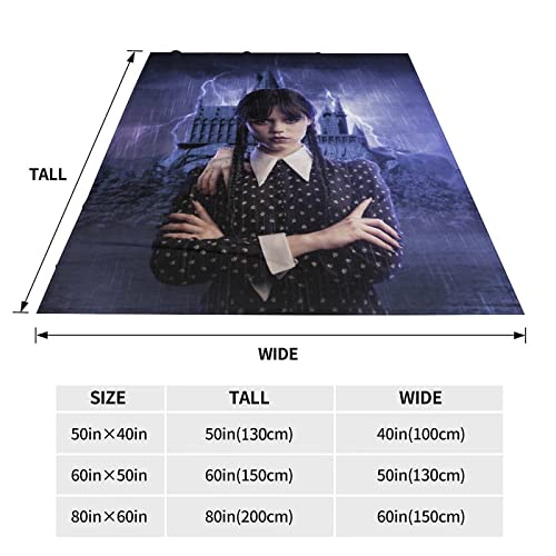 Jonshuas Travel American Supernatural Comedy Horror Wednesday Throw Blanket, Flannel Plush Halloween Blankets and Throws for Better Sleep, Swaddle Air Conditioning Blanket 50"*60"（130 * 150cm）