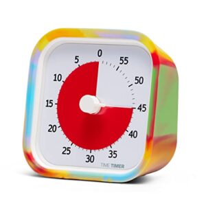 time timer mod tie dye ⁠— special edition ⁠⁠— visual timer for kids classroom learning, elementary teachers desk clock, homeschool study tool and office meetings with silent operation (tie dye)