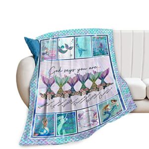 mermaid blanket for girls colourful mermaid throw blanket soft cozy warm fuzzy fleece mermaid bedroom decor blanket gifts for women adults couch sofa bedding 50"x40"