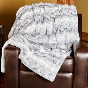 Outrageously Soft Throw Blanket - Ultra Plush Minky Faux Fur Blanket - Oversized 60 x 80 Inches - Gray