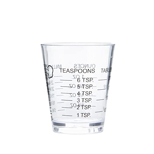 Chef Craft Classic Plastic Shot Glass Measurer, 1 ounce teaspoon/tablespoon, Clear