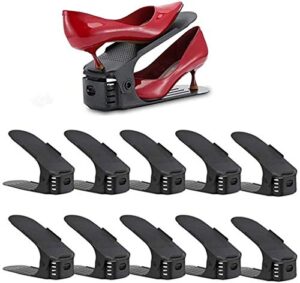 shoe slots organizer, 10pcs 4 layer adjustable shoes slots space saver for closet better stability shoes storage rack shoes holder