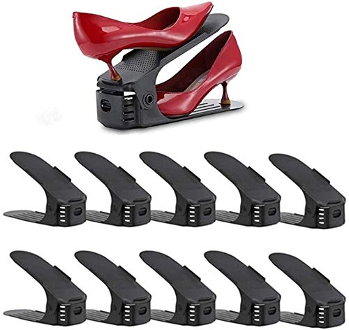 Shoe Slots Organizer, 10pcs 4 Layer Adjustable Shoes Slots Space Saver for Closet Better Stability Shoes Storage Rack Shoes Holder