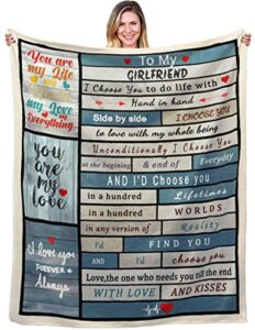 girlfriend gifts,gifts for girlfriend blanket,to my girlfriend blanket birthday gifts for her,anniversary valentine girlfriend gifts from boyfriend 60"x 50" girlfriend graduation gift