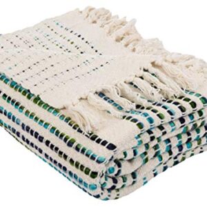 Safavieh Home Landra Blue and White 60 x 72-inch Fringe Blanket Throw