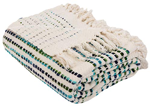 Safavieh Home Landra Blue and White 60 x 72-inch Fringe Blanket Throw