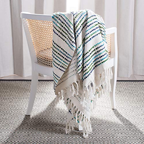 Safavieh Home Landra Blue and White 60 x 72-inch Fringe Blanket Throw