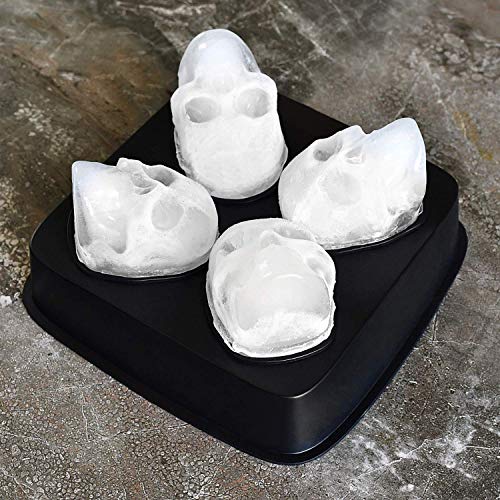 Shaped 3D Large Skull Ice Cube Mold Tray, Stackable Silicone Round Ice Maker for Whiskey Drinkers, Bartenders, Gift Exchanges, Home Bars and Holiday Gifts