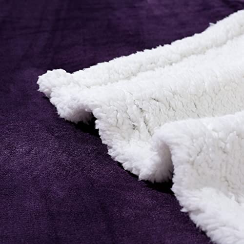 NANPIPER Sherpa King Size Blanket,Soft Fuzzy Fleece Blanket,Warm Plush Edge Blankets,Purple 90"x108"