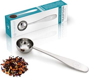 teabloom perfect measure loose leaf tea spoon - premium quality stainless steel tea scoop