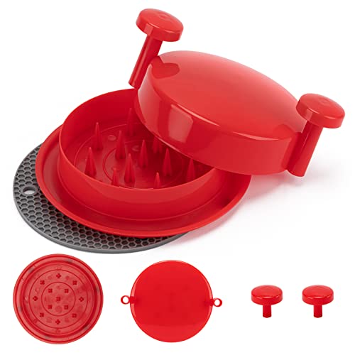 Chicken Shredder Shred Machine Chicken Shredding Tool Chicken Shredder Shred Machine Meat Shredder Meat Shredding Tool with Handles Non-skid Base Mat Suitable for Pulled Pork Beef Chicken 8inch Red