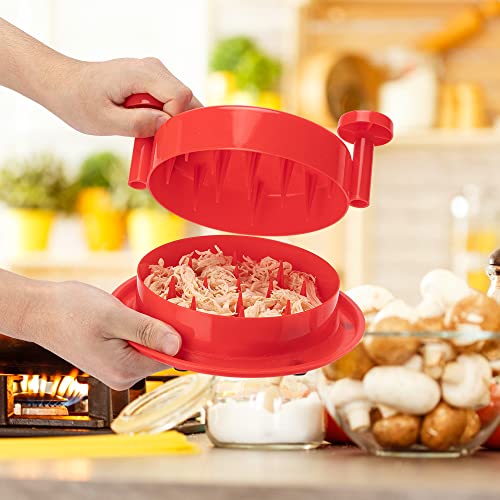 Chicken Shredder Shred Machine Chicken Shredding Tool Chicken Shredder Shred Machine Meat Shredder Meat Shredding Tool with Handles Non-skid Base Mat Suitable for Pulled Pork Beef Chicken 8inch Red