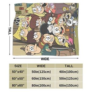 atgzfdr Anime The Loud House Blankets Warm Fashion Picnic Blanket Fits Couch Sofa Bedroom Living Room for All Season 60"X50"