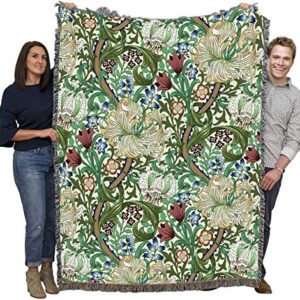 Pure Country Weavers William Morris Golden Lily Blanket - Arts & Crafts - Gift Tapestry Throw Woven from Cotton - Made in The USA (72x54)