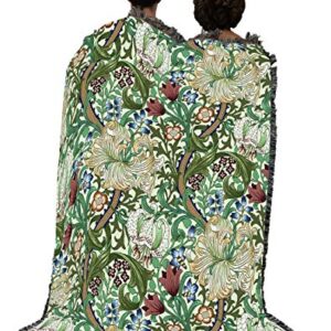 Pure Country Weavers William Morris Golden Lily Blanket - Arts & Crafts - Gift Tapestry Throw Woven from Cotton - Made in The USA (72x54)