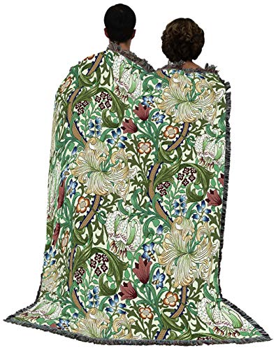 Pure Country Weavers William Morris Golden Lily Blanket - Arts & Crafts - Gift Tapestry Throw Woven from Cotton - Made in The USA (72x54)