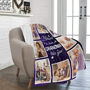 HUGLAZY Mothers Day Customized Blankets with Photos for Grandma Custom Personalized Picture Blanket Throw Birthday Gifts for Grandma Nana Gigi Grandmother from Granddaughter Grandson Grandkids