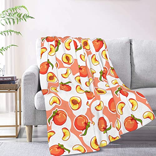 Peach Throw Blanket Super Soft Warm Bed Blankets for Couch Bedroom Sofa Office Car, All Season Cozy Flannel Plush Blanket for Girls Boys Adults, 70 X 50 Inch