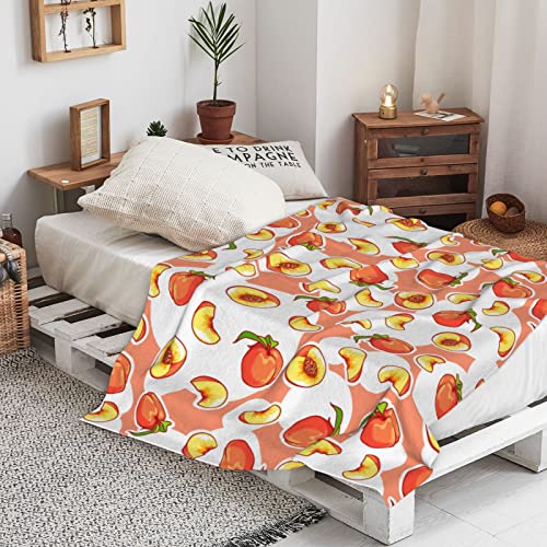 Peach Throw Blanket Super Soft Warm Bed Blankets for Couch Bedroom Sofa Office Car, All Season Cozy Flannel Plush Blanket for Girls Boys Adults, 70 X 50 Inch