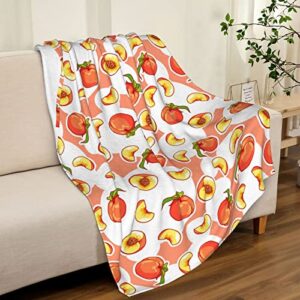 Peach Throw Blanket Super Soft Warm Bed Blankets for Couch Bedroom Sofa Office Car, All Season Cozy Flannel Plush Blanket for Girls Boys Adults, 70 X 50 Inch