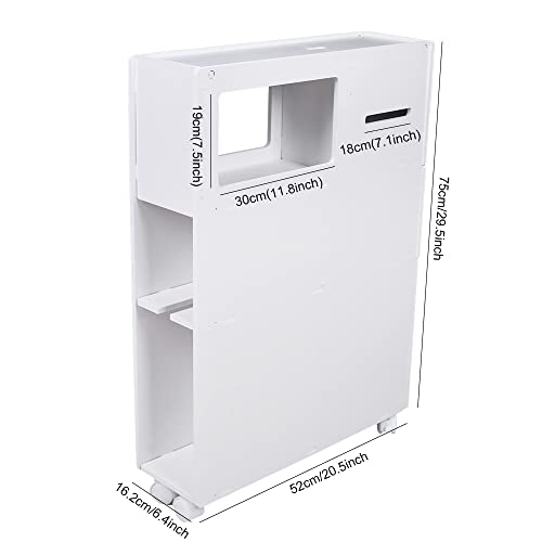 MONIPA Bathroom Storage Cabinet with 2 Drawers - Multifunctional White Narrow Toilet Organizer Floor Side Cabinet - Movable Receive Arrange Ark