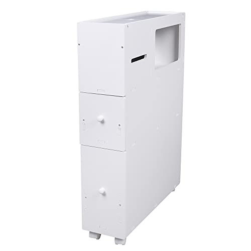 MONIPA Bathroom Storage Cabinet with 2 Drawers - Multifunctional White Narrow Toilet Organizer Floor Side Cabinet - Movable Receive Arrange Ark