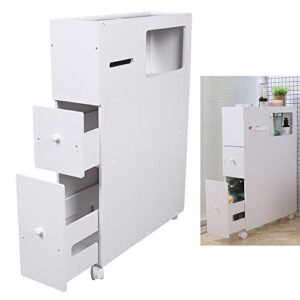 MONIPA Bathroom Storage Cabinet with 2 Drawers - Multifunctional White Narrow Toilet Organizer Floor Side Cabinet - Movable Receive Arrange Ark