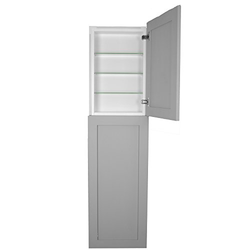 Florida Breeze Cabinets Fieldview Shaker Style Frameless Recessed Solid 14 x 62 Primed Gray Medicine Cabinet, Unfinished Wood