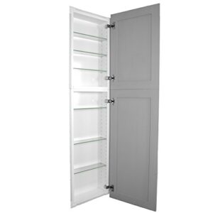 Florida Breeze Cabinets Fieldview Shaker Style Frameless Recessed Solid 14 x 62 Primed Gray Medicine Cabinet, Unfinished Wood