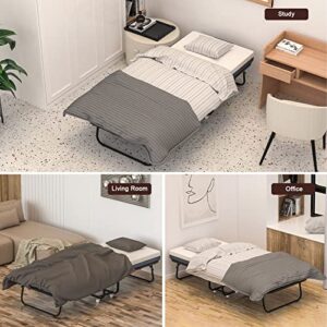 PONROL Folding Bed with Luxurious Memory Foam Mattress, Portable Foldable Roll Away Adult Bed for Guest, Space Saving Fold Up Soft Mattress Bed for Easy Storage, 75" L*31”W